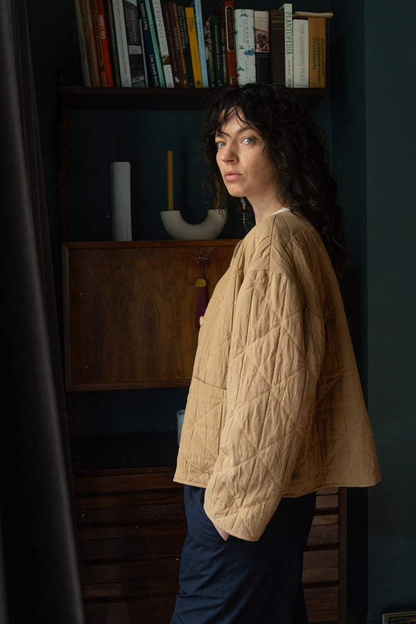 Amy Handmade Cotton Quilted Jacket Ecru - Elwin Studio UK - ELWIN